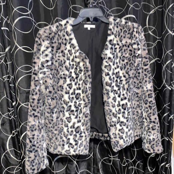 Willow & Clay | Jackets & Coats | Willow Clay Faux Fur Animal Print Openfront Jacket L Euc Soft ...